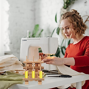 EXCEART 12 Spool/Cone Wooden Thread Rack Wooden Folding Thread Holder Organizer Sewing Embroidery Thread Rack for Sewing Embroidery Quilting Craft