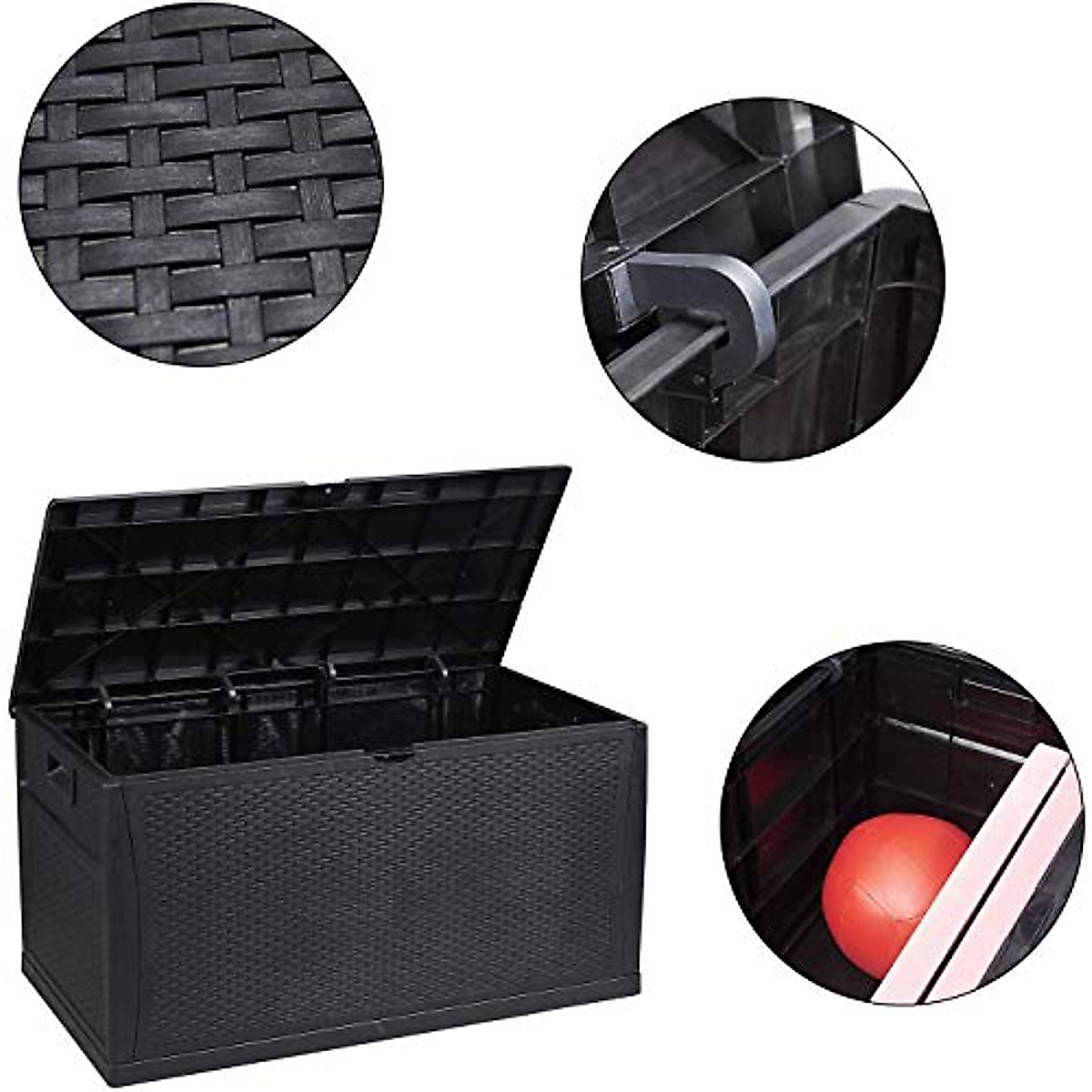 OVASTLKUY 120 Gallon Large Deck Box, Outdoor Storage Box Waterproof Resin Indoor/Outdoor Storage Container and Seat for Patio Cushions (Black)…