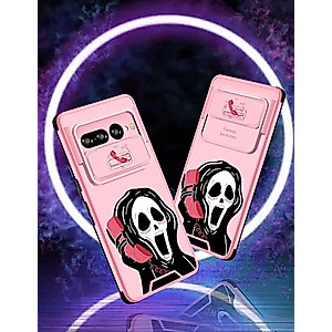 Goocrux for Google Pixel 7 Pro Case Skeleton for Women Girls Cute Skull Phone Cover Gothic Design Aesthetic with Slide Camera Cover Funny Goth Cool Cases for Pixel 7 Pro 5G 6.7 inch
