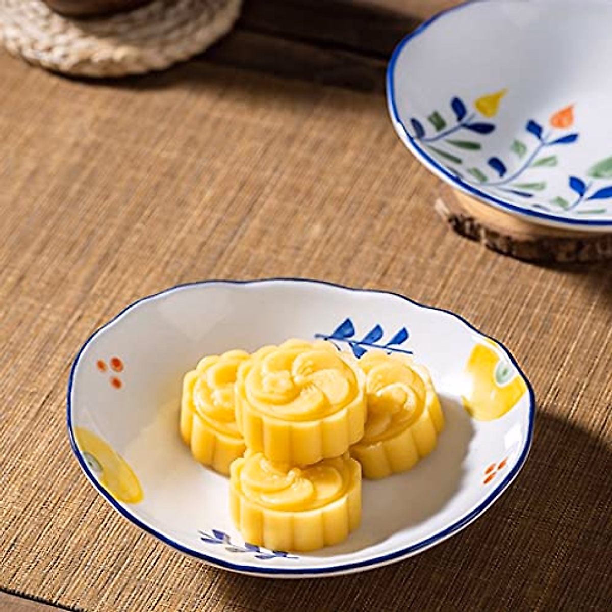 WAOCEO Appetizer Bowls 6 inch Ceramic Dessert Dishes Sauce Dish Soy Sauce Dipping Plates Snack Appetizer Side Dishes Serving Dish Japanese Style Dinnerware Set Salad Bowls (Color : D)