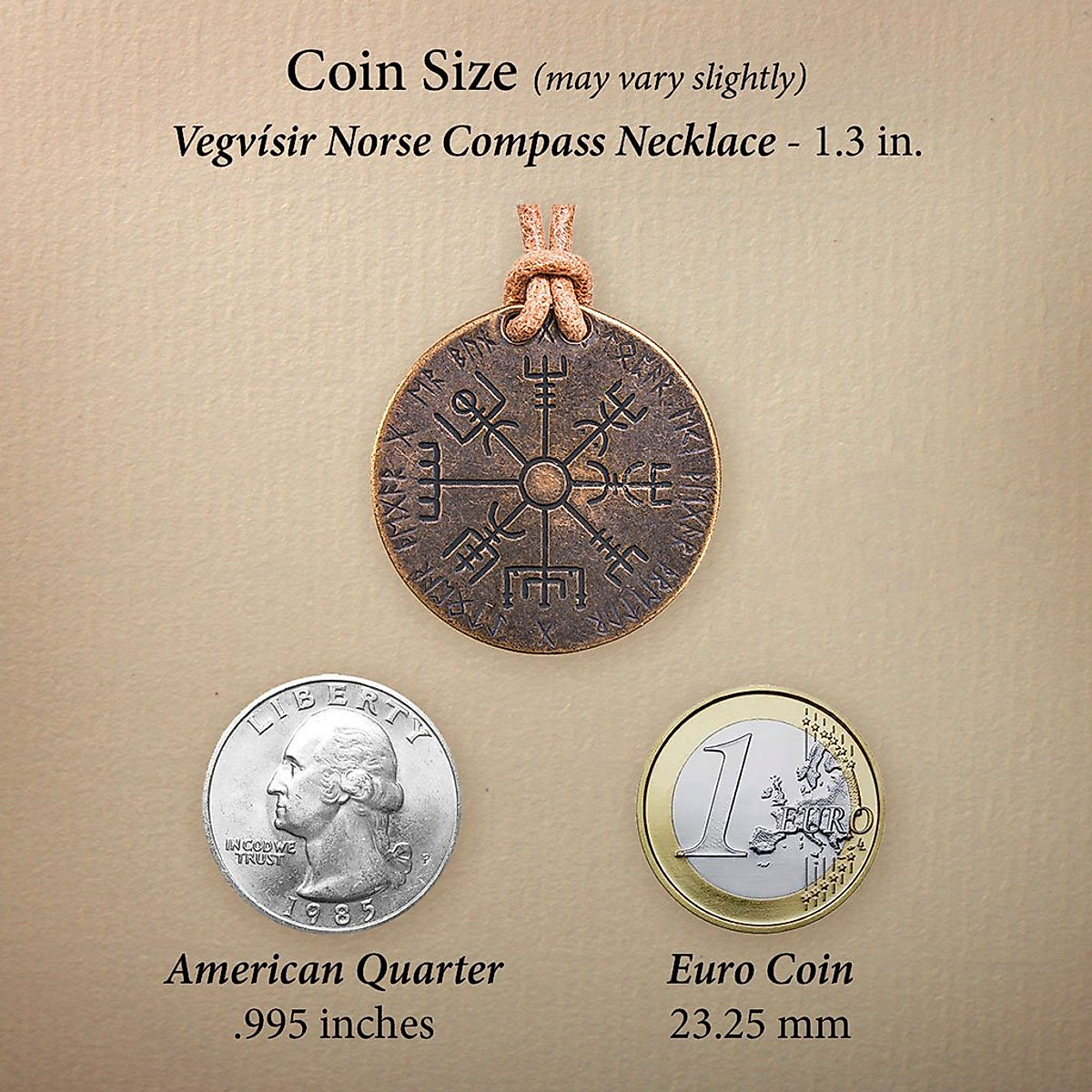 Shire Post Mint Vegvisir Norse Compass Necklace on Leather Cord