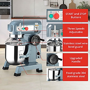 Towallmark Commercial Food Mixer 15Qt 600W 110V 3 Speeds Adjustable, Stainless Steel Bowl Stand Mixer With Safety Guard, Premium for Schools Bakeries Restaurants Pizzerias