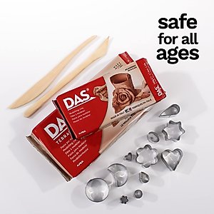 DAS Air-Hardening Modeling Clay - Terra Cotta Clay 1.1lb Block - Pliable Air Clay for Sculpting and Coating - Easy to Use Air Dry Modeling Clay - Molding Clay for Sculpting and More