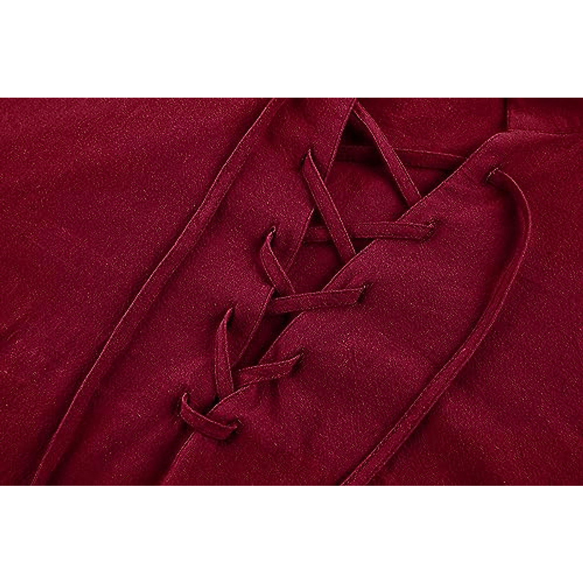 Karlywindow Mens Medieval Pirate Shirt Retro Renaissance Viking Long Sleeve Lace Up Mercenary Halloween Scottish Tops Wine Red