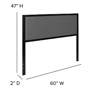 Flash Furniture Melbourne Metal Upholstered Queen Size Headboard in Dark Gray Fabric