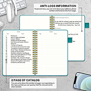 Regolden-Book Spiral Ruled Notebook, Ruled Lined Hardcover Journal for Note Taking, 100Gsm Thick Paper with Pocket for Men & Women School/College/Work/Office, 160 Pages, 5.5x8.5, (Teal)