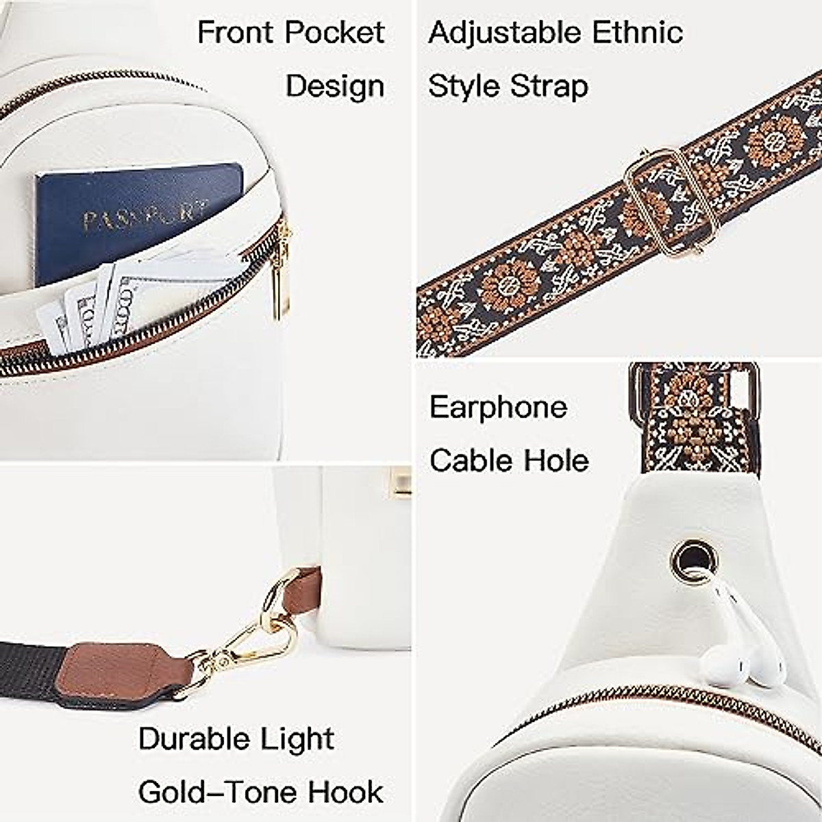 Telena Sling Bag for Women Crossbody Fanny Packs for Women Fashion Chest Bag with Adjustable Strap Beige Brown