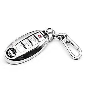 Fit for Nissan Armada Murano Rogue Maxima Cube Altima Pathfinder Infiniti Qx60 Qx30 285E3-9NB5A TPU Key Fob Remote Cover Case Shell Glove Pouch Holder Protector Keyless Entry Sleeve Accessory, Silver