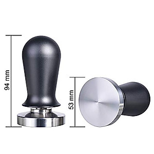 53mm Calibrated Espresso Tamper, MATOW Calibrated Coffee Tamper with Spring Loaded Anodized Aluminum Handle Stainless Steel Flat Base, Professional Espresso Hand Tamper(Aluminum Handle, 53mm Tamper)