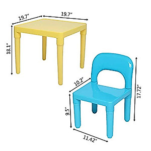 FRITHJILL Kids Plastic Table and Chair Set,Art Play-Room Little Kid Children Furniture Accessories(4 Childrens Seats with 1 Tables Sets),Fit for 3-8 Years Old