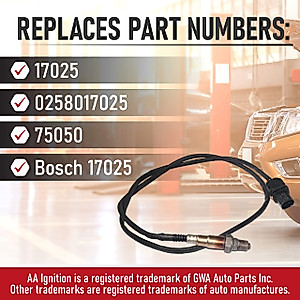 Replacement LSU 4.9 Lambda Wide Band O2 Oxygen Sensor - Replaces 17025, 0258017025 - Compatible with AEM 30-4110, 30-0300, 30-0310 - X Series AFR Inline Controller - UEGO Air and Fuel Ratio Wideband