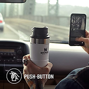Stanley Trigger Action Travel Mug 0.47L Polar White – Keeps Hot for 7 Hours - BPA-free Stainless Steel Thermos Travel Mug for Hot Drinks - Leakproof Reusable Coffee Cups