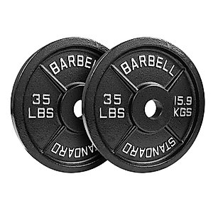 Steel Olympic Plates 35lb Pair - Olympic Standard Premium Coated 2x 35 Pound Weights