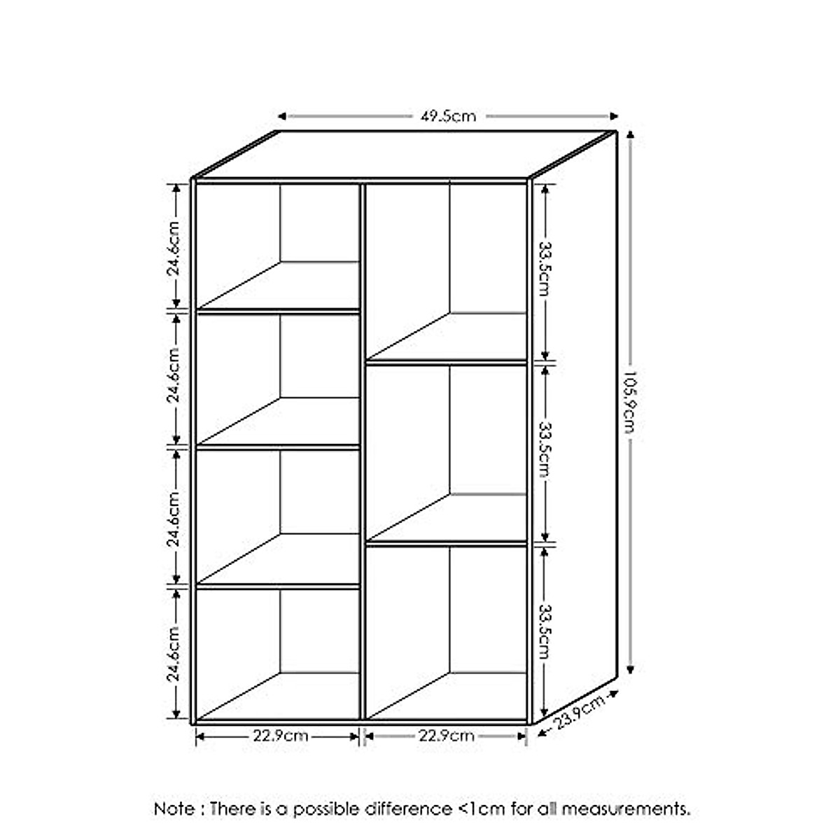 Furinno Luder Bookcase / Book / Storage , 7-Cube, White