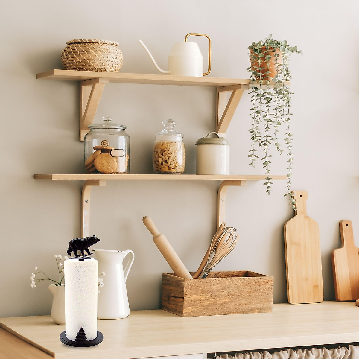 Bear Metal Paper Towel Holder Cabin Lodge Rustic Style