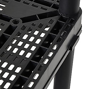 Gracious Living 14" x 32" x 54.5" 4-Shelf Tier Resin Multi-Purpose Medium Duty Indoor Garage Storage Organizer Shelves, Black