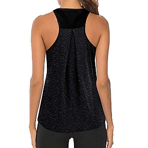 SSDXY Workout Tops for Women Loose fit Racerback Tank Tops for Women Mesh Backless Muscle Tank Running Tank Tops