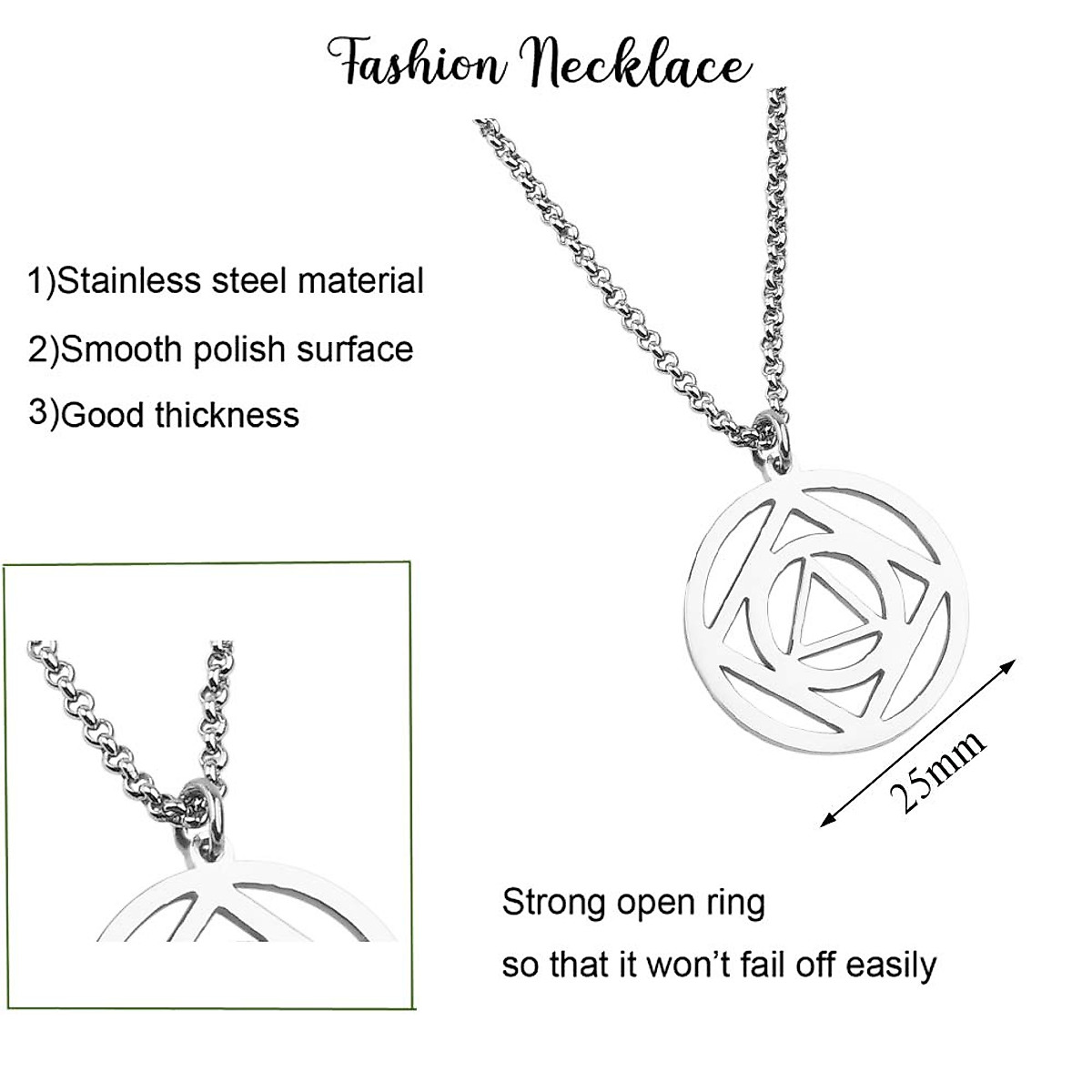 Detailed AA & NA Anonymous Dual Pendant Necklace Keyring 12 Steps Recovery Sober Gift (silver necklace)