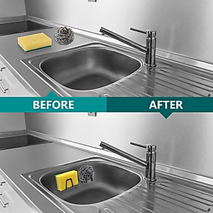 Telivava Sponge Holder for Kitchen Sink(2 Pack), Strong Adhesive Sink Sponge Holder, SUS304 Stainless Steel Sponge Holder for Kitchen Accessories - Waterproof & Quick Drying(B Style Black)