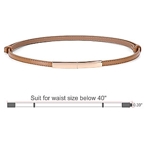 JASGOOD Women's Skinny Leather Belt Ladies Thin Waist Belt for Dress with Metal Buckle