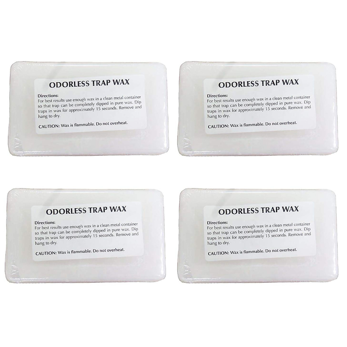 PCS Outdoors Black and White Odorless Trap Wax - 1LB Bars (4, White)