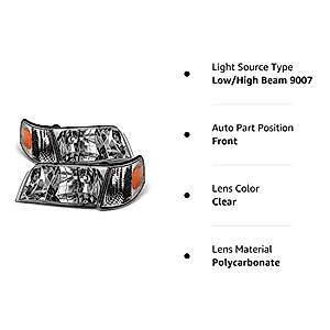 ACANII - For 1998-2011 Ford Crown Victoria Headlights Headlamps+Corner Parking Signal Lights Driver + Passenger