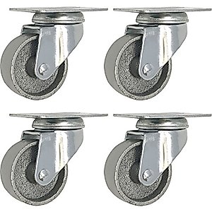 4 All Steel Swivel Plate Caster Wheels Heavy Duty High-gauge Steel Gray (2" METAL SWIVEL CASTER (GRAY) - No Brake)