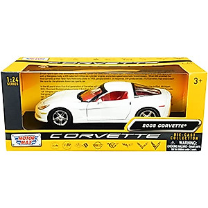 Motormax Toy 2005 Chevy Corvette C6 White with Red Interior History of Corvette Series 1/24 Diecast Model Car by Motormax 73270 73270w-rd 0