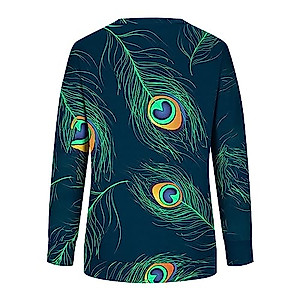 Mittory Womens Casual Printed Loose Pullover Sweatshirt Long Sleeve Fall Crewneck Tops Shirts