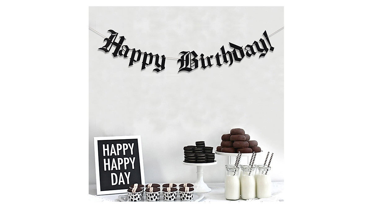 Gothic Happy Birthday Banner - Perfect for Milestone Celebrations