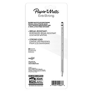 Paper Mate EverStrong #2 Pencils, Reinforced, Break-Resistant Lead When Writing, 6 Packs of 24 (144 Count)