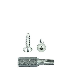 #10 x 3/4" Flat Head Torx Security Sheet Metal Screws, Includes bit, 18-8 Stainless Steel Tamper Resistant, Qty 20 by Bridge Fasteners