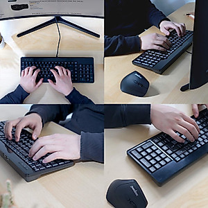 Perixx PERIBOARD-220H US, Wired Compact USB Keyboard with 2 Hubs - Build-in Numeric Keypad - Black - US English Layout, (11506)