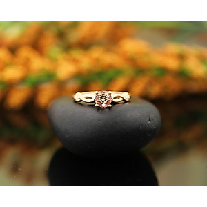 Natural Moragnite Infinty Style Solitaire Engagement Ring in 10K Rose Gold (5.5, 0.45)