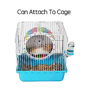 Quiet Hamster Exercise Wheel, Silent Multi-Colored Spinner, Made of Wood, Stand Included, Sunflower Design ( 7.5", Multi-Color)