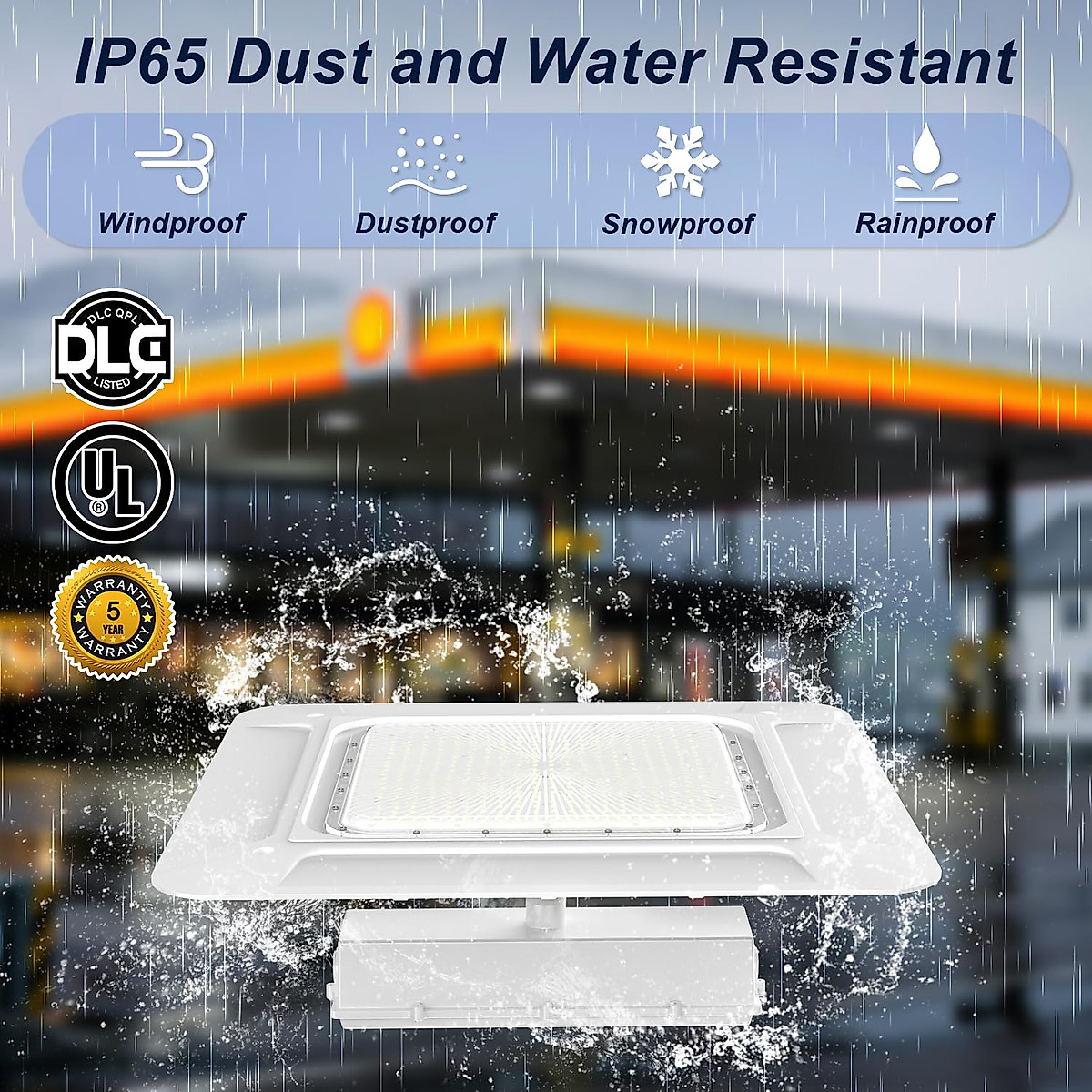 240W LED Gas Station Canopy Light, 43200LM 5700K Surface Mount LED Carport Ceiling Light (1000W HID/HPS Equivalent) Commercial Canopy Lighting for Gas Station, Garage, IP65 100-277V DLC UL Listed