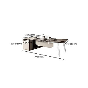 LITFAD L-Shape Executive Desk Artificial Wood Office Desk Cable Management Modern Simple Boss Table Computer Desk - Right Side Cabinet 71" L x 63" W x 29.5" H Without Chairs
