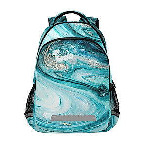 Glaphy Ocean Blue Marble Backpacks Laptop School Book Bag Lightweight Daypack for Men Women Teens Kids