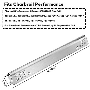 Uniflasy Replacement Parts Kit for Charbroil Performance 5 Burner 463347519, 475 4 Burner 463347017, 463673017, 463376018P2, Heat Plate Tent Shield, Grill Burner Pipe, Adjustable Crossover Tube