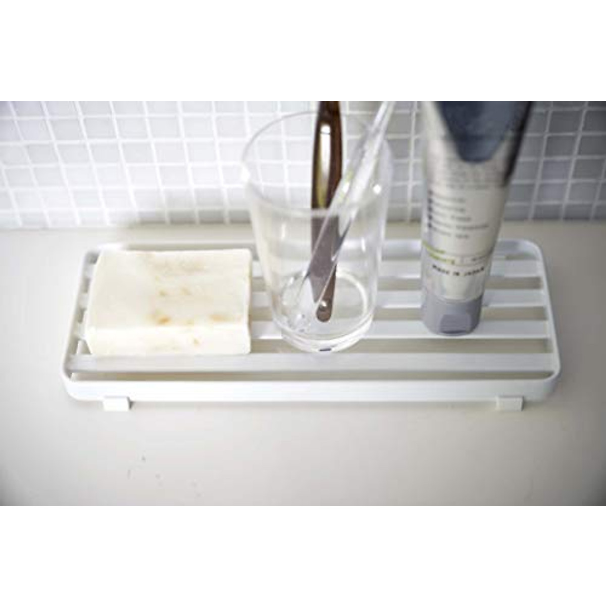 Yamazaki Home Tower bathroom trays, One Size, White