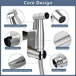 GuiMemi Handheld Bidet Sprayer for Toilet Bidet Sprayer Premium Stainless Steel Jet Sprayer for Toilet Water Sprayer Handheld Bidet Perfect for Whole Family Cleaning Use Bidet Faucets