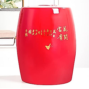 Retro Food Dispenser Ceramic Rice Bucket Cereal Storage Container Chinese Porcelain Grain Dispenser Suitable for Flour, Sugar, Coffee, Rice, Nuts, Snacks, Pet Food, Tea