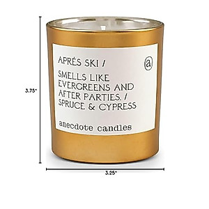 Anecdote 'Apres Ski' Coconut Soy Wax Candle Jar | Premium Hand Poured & Long Burning | Spruce & Cypress Scent | Phthalate-Free | for Home, Office, Gift - 9 Oz