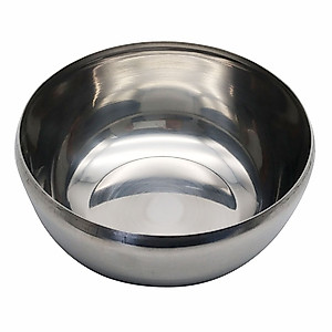 GARASANI 3 Pack Korean Traditional Stainless Steel Good Fortune Rice Bowl with Lid Set (Silver 3Pcs)