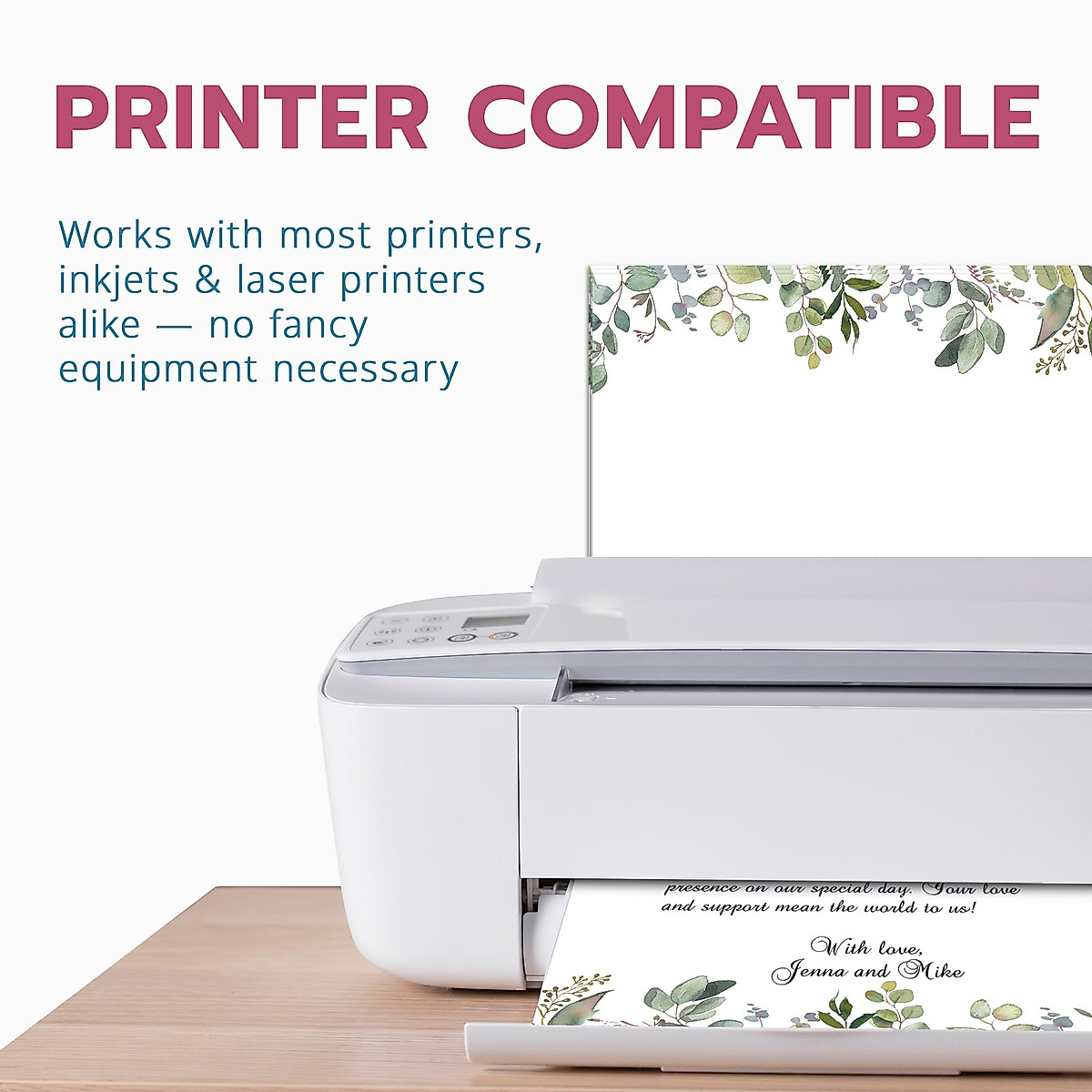 Leaf Border Stationery Writing Paper 100 Sheets, Greenery Letterhead Paper 8.5 x 11 Inches, Elegant Writing Paper, Pretty Stationary Paper, Decorative Printer Paper