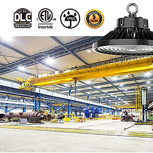 240W led high bay lighting,1-10V Dimmable ufo high bay light with plug，AC90-277V 5000K Daylight white， IP65 Waterproof Commercial Grade Area Warehouse Workshop Hanging Lighting Fixtures （1pack）