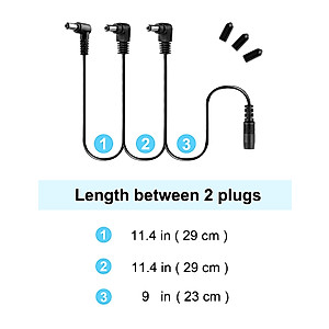 Mr.Power Guitar Effects Power Supply Adapter 9V DC 1A (1000mA) with Daisy Chain Cord Cable Free Insulated Cap (9V Adapter + 3 Way Cable)