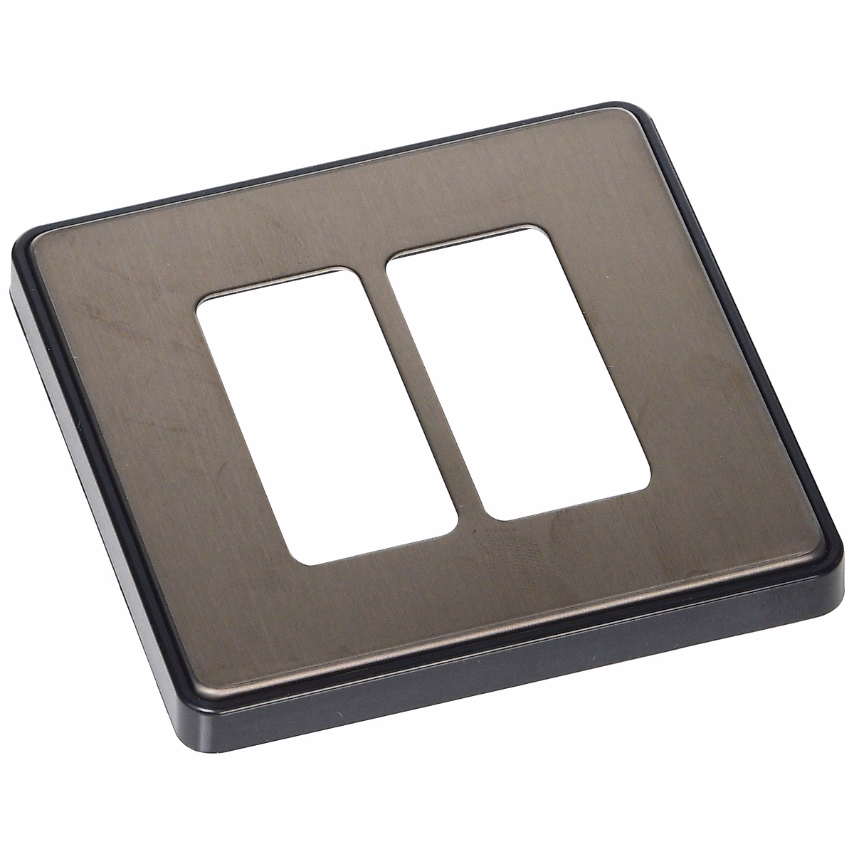 MK (ELECTRIC) Dimensions 2 Gang 20A Large Rocker Switch Bronze Finish Frontplate With A Black Trim White