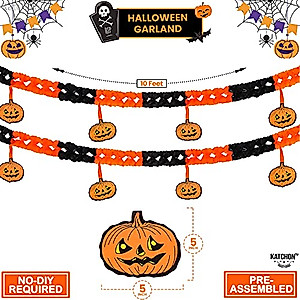 Halloween Pumpkin Garland - 10 Feet, 2 Pieces | Halloween Banner for Mantle | Halloween Garland, Halloween Birthday Party Decorations | I Smell Kids Halloween Decorations | Halloween Party Decorations