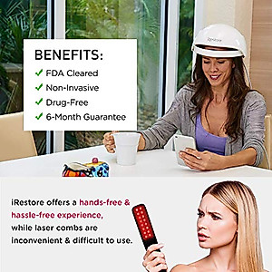 iRestore Essential Laser Hair Growth System - FDA Cleared Hair Loss Treatments for Men & Women & Hair Growth Products for Men with Thinning Hair, Hair Regrowth Treatments Laser Cap, Red Light Therapy